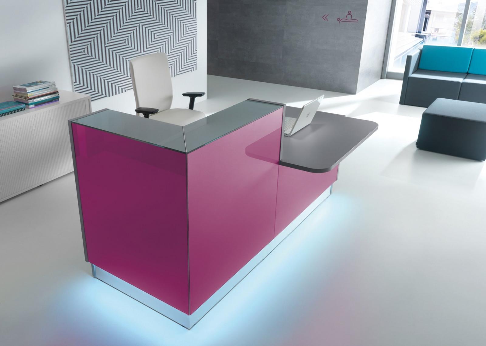 MDD Linea Reception Desk - Glass Reception Counter | LED Illumination ...
