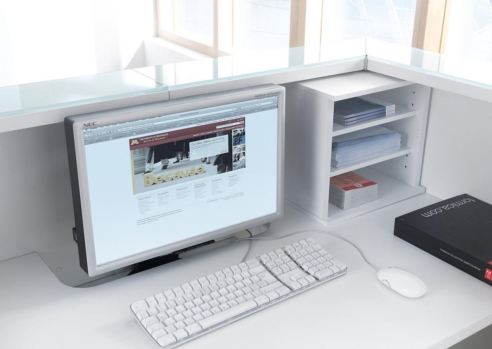 MDD Linea Reception Desk - Glass Reception Counter | LED Illumination ...