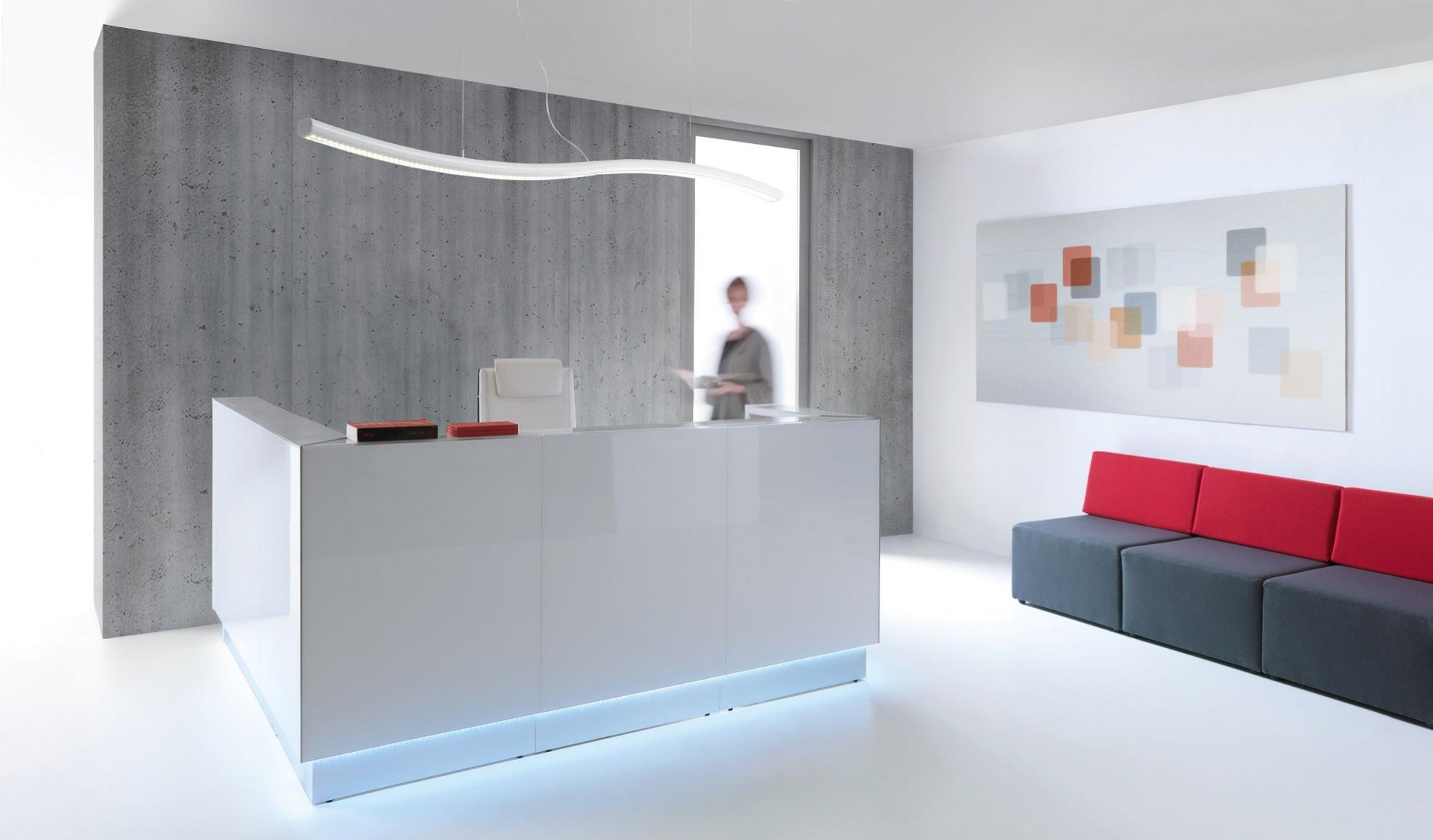 MDD Linea Reception Desk - Glass Reception Counter | LED Illumination ...