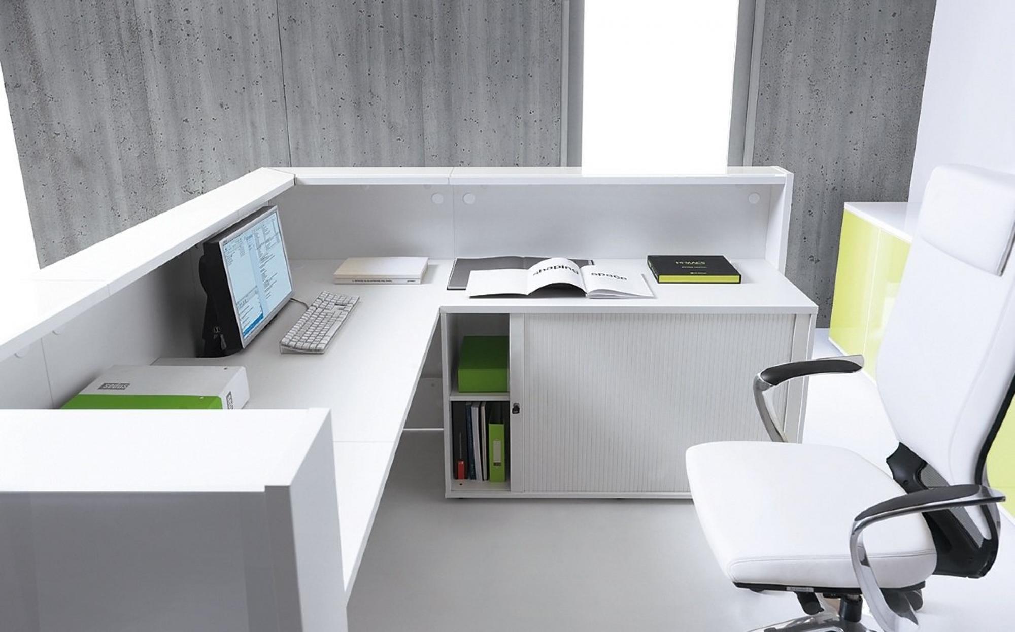 MDD Linea Reception Desk - Glass Reception Counter | LED Illumination ...